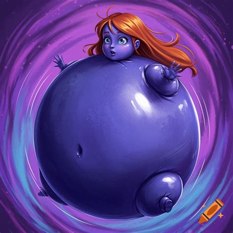 A Vibrant Image Of A Cartoon Girl With Auburn Hair Inflating Into A