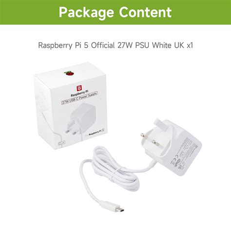 Official 27w Type C Power Supply For Raspberry Pi 5 Uk Plug
