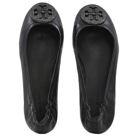 Tory Burch Ladies Perfect Black Pave Logo Minnie Travel Ballet Flats