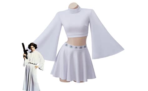 Rocaillecos Princess Leia Cosplay Costume Adult Short White