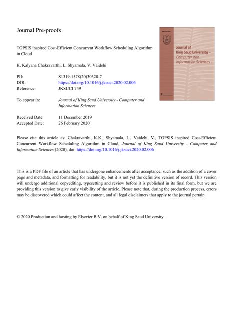 pdf topsis inspired cost efficient concurrent workflow scheduling