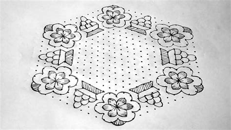 Sankranthi Chukkala Muggulu 25x13 Middle Dotssankranthi Special Flower Kolam Designs Youtube