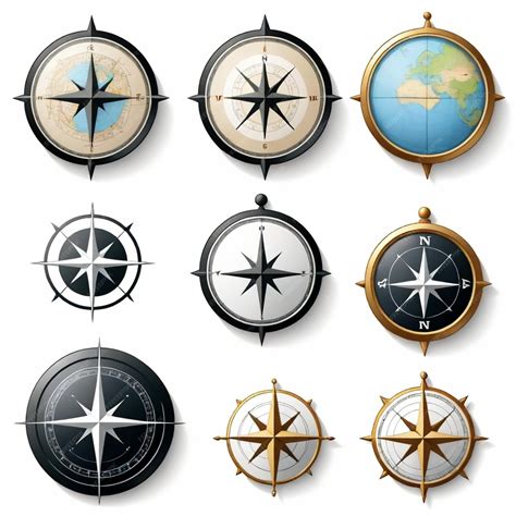 A Collection Of Different Compasss Including A Compass And A Compass Premium Ai Generated Vector