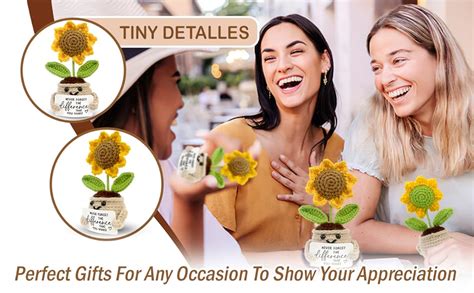 Tiny Detalles Mini Positive Crochet Sunflower Cute Cheer
