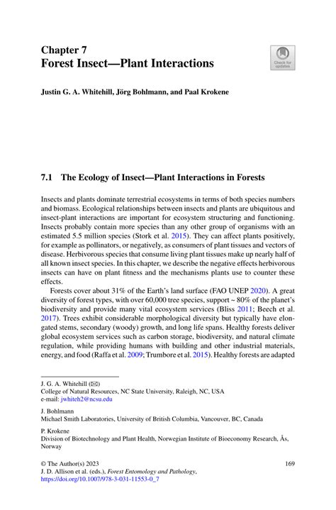 Pdf Forest Insect—plant Interactions