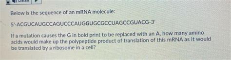 Solved Below Is The Sequence Of An MRNA Molecule Chegg