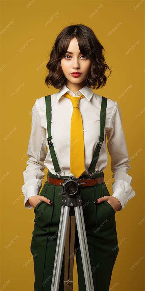 Premium Photo Isolated Surveyor Assistant On Yellow Background