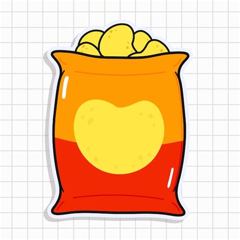 Premium Vector Cute Funny Chips Sticker Vector Hand Drawn Cartoon