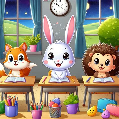 Forest Friends In Class Premium Ai Generated Image