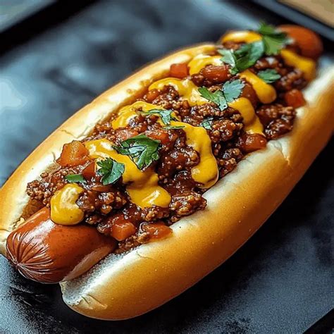 Decadent Gourmet Chili Cheese Dogs With Savory Toppings