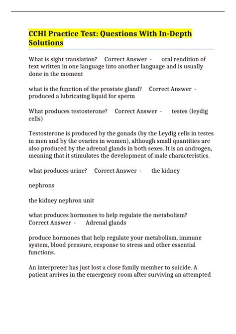 Cchi Practice Test Questions With In Depth Solutions Cchi Core Stuvia Us