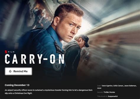 Seth William Meier On Linkedin Set Your Reminder On Netflix Now For Carry On Dec 13th Yes We