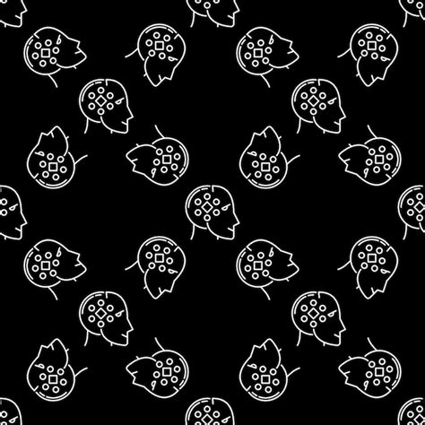 Premium Vector Ai And Ml Head Vector Machine Learning Dark Line Seamless Pattern