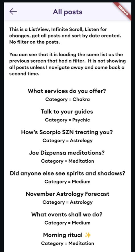 Listview With Infinite Scroll List Doesnt Show Newly Added Documents Until The Screen Is