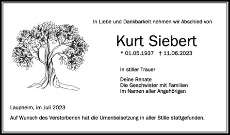 Traueranzeigen Von Kurt Siebert Schwaebischede Trauerportal