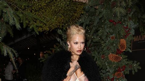 Rita Ora Wears Flower Tattoos As Nipple Pasties