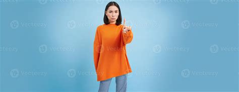 Rule Number One Serious Korean Girl Shows Finger Shakes Forefinger