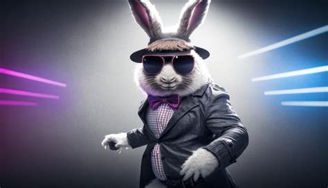 Premium Photo Hilarious Easter Bunny Dancing On Stage For Easter Festivities Ai Generative