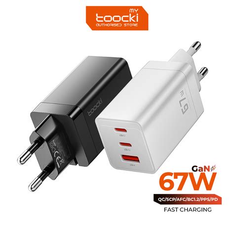 Toocki 67w Pd Qc 30 Gan Fast Charger Wall Plug 3 Ports Usb A And Usb C