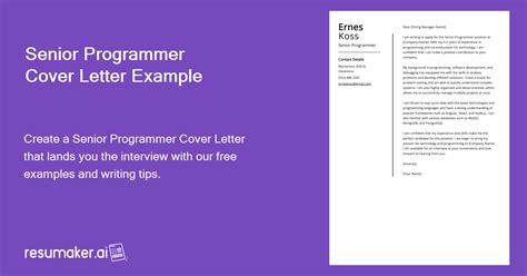 Senior Programmer Cover Letter Examples Template Tips