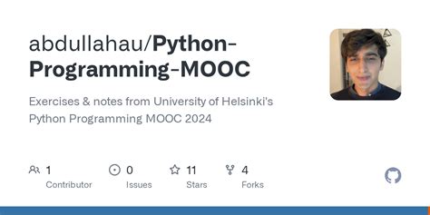 Github Abdullahaupython Programming Mooc Exercises And Notes From