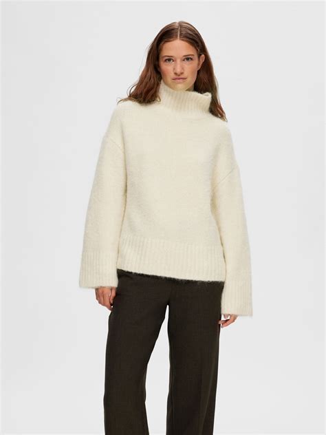 Selected Femme Gensere Gabella Ls Knit High Neck W Birch Melange