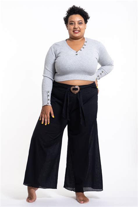 Plus Size Womens Thai Harem Palazzo Pants In Solid Black Harem Pants
