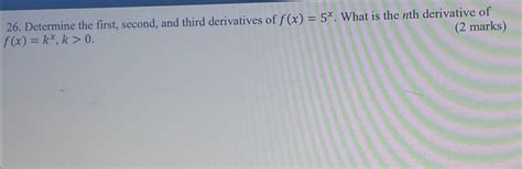 Solved Determine The First Second And Third Derivatives Of