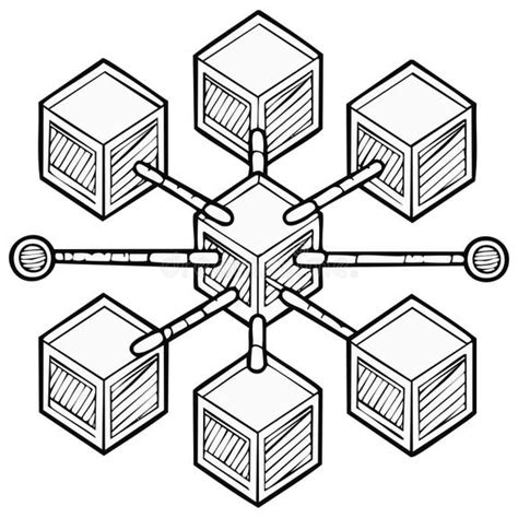 Interconnected Cube Structure Sketch Network With Nodes And Box