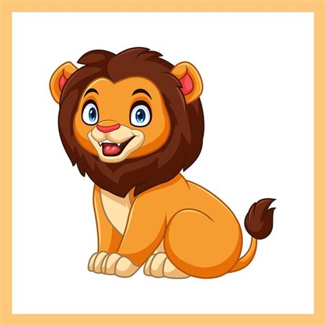 Cute Cartoon Lion Sitting On White Background 48776926 Vector Art At