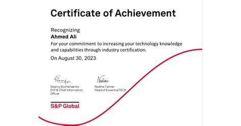 Ahmed Ali On Linkedin Essentialtech Certification Recognition • Ahmed Ali • Sandp Global