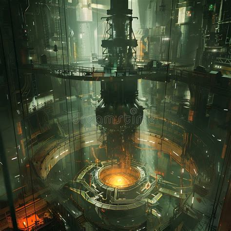 Futuristic Industrial Reactor Core Facility A Detailed Visual Stock