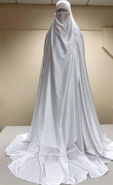 White Long Burqa Muslim Niqab Wedding Hijab Hajjie Clothing Long