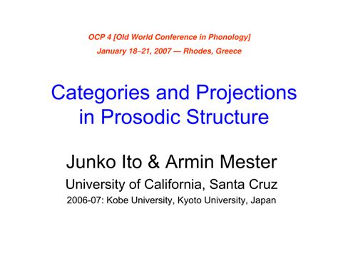 Pdf Categories And Projections In Prosodic Structure