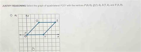 Solved JUSTIFY REASONING Select The Graph Of Quadrilateral PQSY With