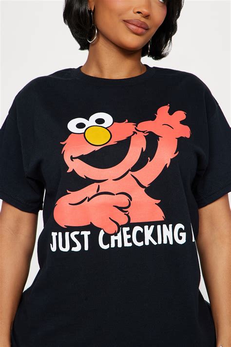 Just Checking In Elmo Tee Black Fashion Nova