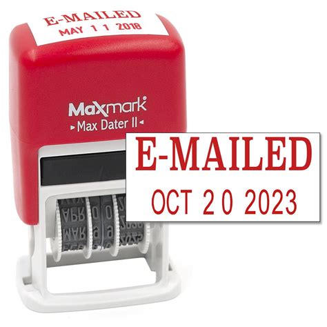 Maxmark Self Inking Rubber Date Office Stamp With E Mailed Phrase And Date Red Ink Max Dater Ii