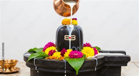 Offering Puja To Shivlinga Or Shivlingam Jalabhishek Rudrabhishek Of