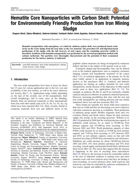 Hematite Core Nanoparticles With Carbon Shell Potential For