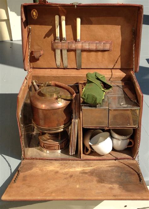 Love Want G W S Sons England Antique Picnic Leather Trunk Set