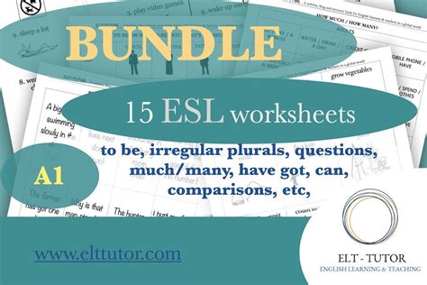 Bundle 15 Esl Worksheets For A1 Classes Elt Tutor
