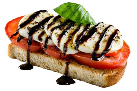 Caprese Sandwich With Fresh Mozzarella Basil And Tomatoes Drizzled