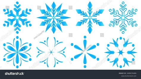 Cute Snowflakes Collection Isolated On Black Stock Vector Royalty Free
