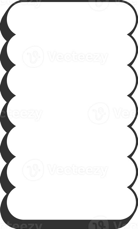 Wavy Border Frame Rectangle Scallop Edge Box Retro Cute Rectangle Shape Squiggle Groovy