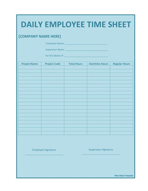 Daily Timesheet Template Download Free Documents For Pdf Word And Excel
