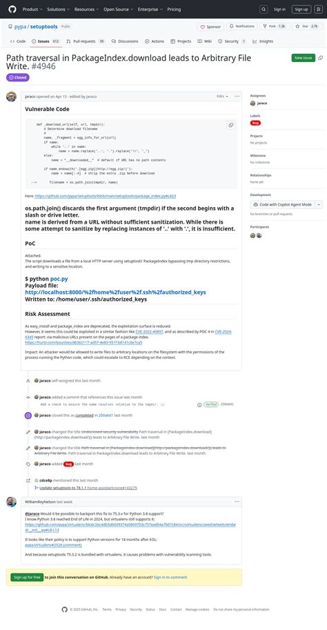 Setuptools Has A Path Traversal Vulnerability In Packageindexdownload That Leads To Arbitrary