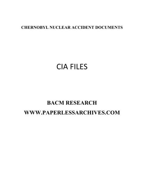 Chernobyl Nuclear Power Plant Cia Files Paperless Archives