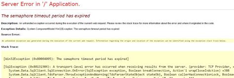 Asp Net The Semaphore Timeout Period Has Expired In Azure Stack Overflow