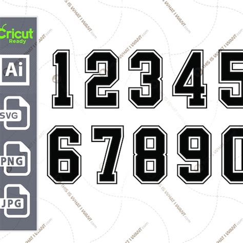 Sports Numbers Svg Png Cricut Cut Files Layered Silhouette Etsy