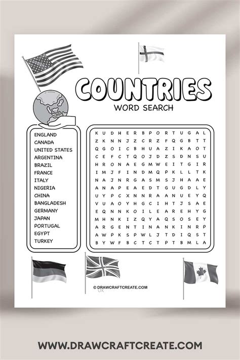 Free Printable Countries Word Search Draw Craft Create